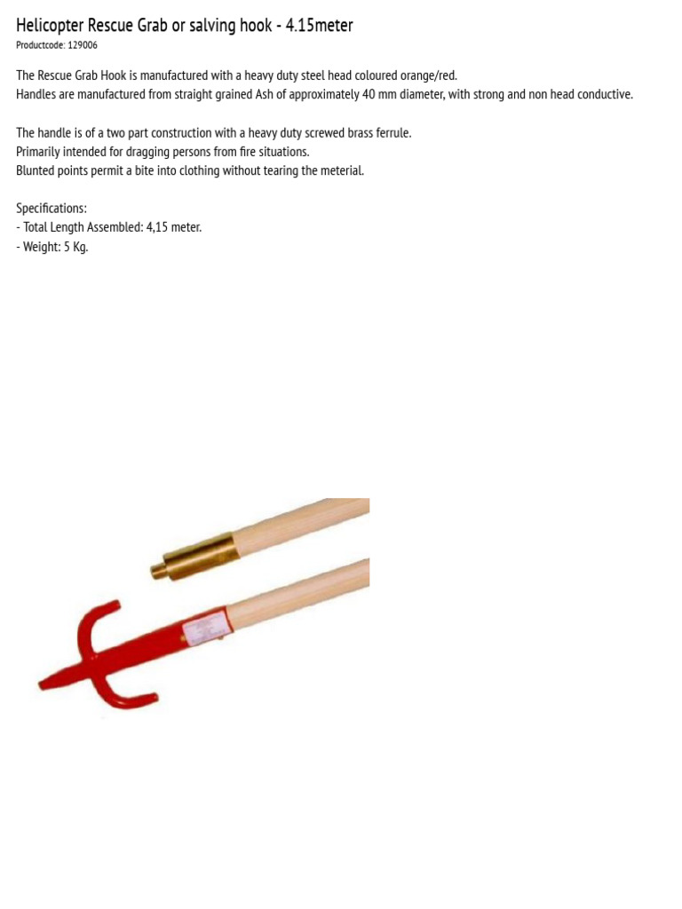 Traconed 129006 Helicopter Rescue Grab or Salving Hook 4 15meter | PDF