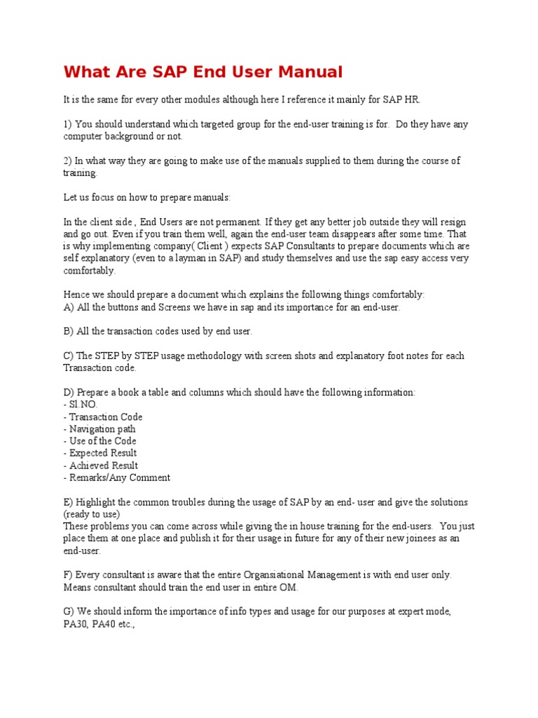 What Are SAP End User Manual | PDF | Information Technology Management ...