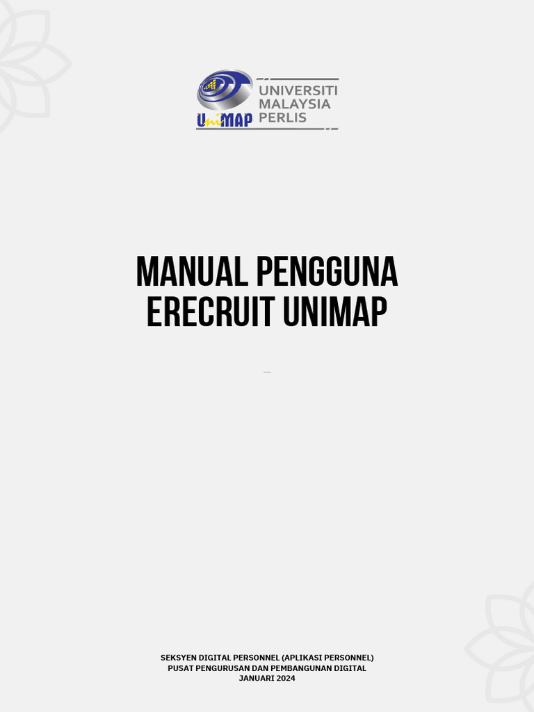 Panduan eRecruit UniMAP 2024 | PDF