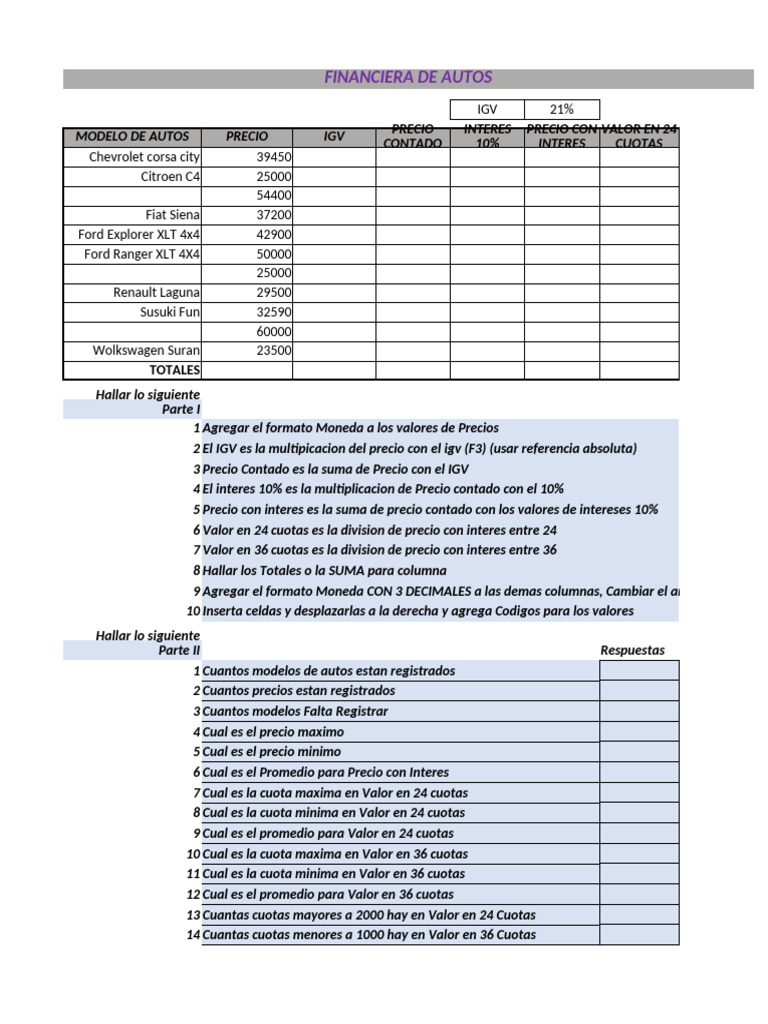 Clase 05 - 3 Examen Repaso Clase 11 - Excel | PDF | Microsoft Excel | Vehículo de motor