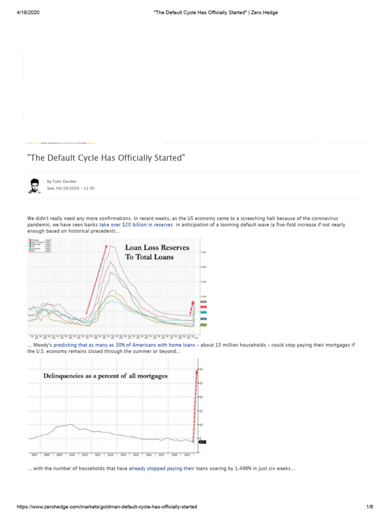 The Default Cycle Has Officially Started - Zero Hedge | PDF | Recession ...