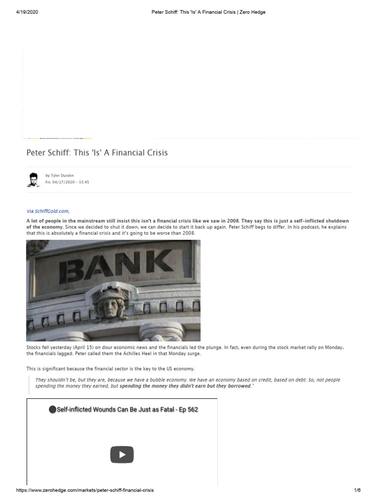 Peter Schiff - This 'Is' A Financial Crisis - Zero Hedge | PDF ...