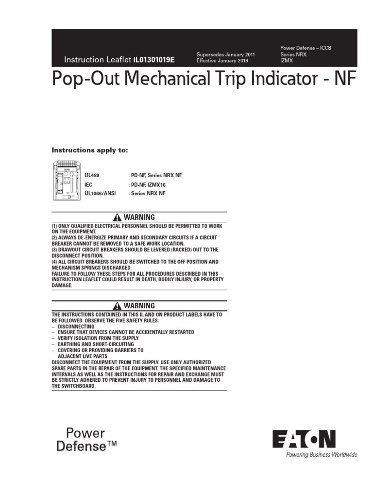 Power Defense Pop-Out Trip Indicator Guide | PDF