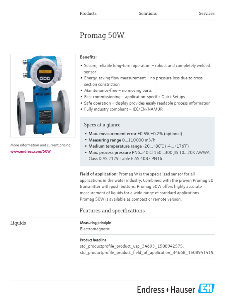 Endress-Hauser_Promag_50W_EN | PDF | Flow Measurement | Electrical ...