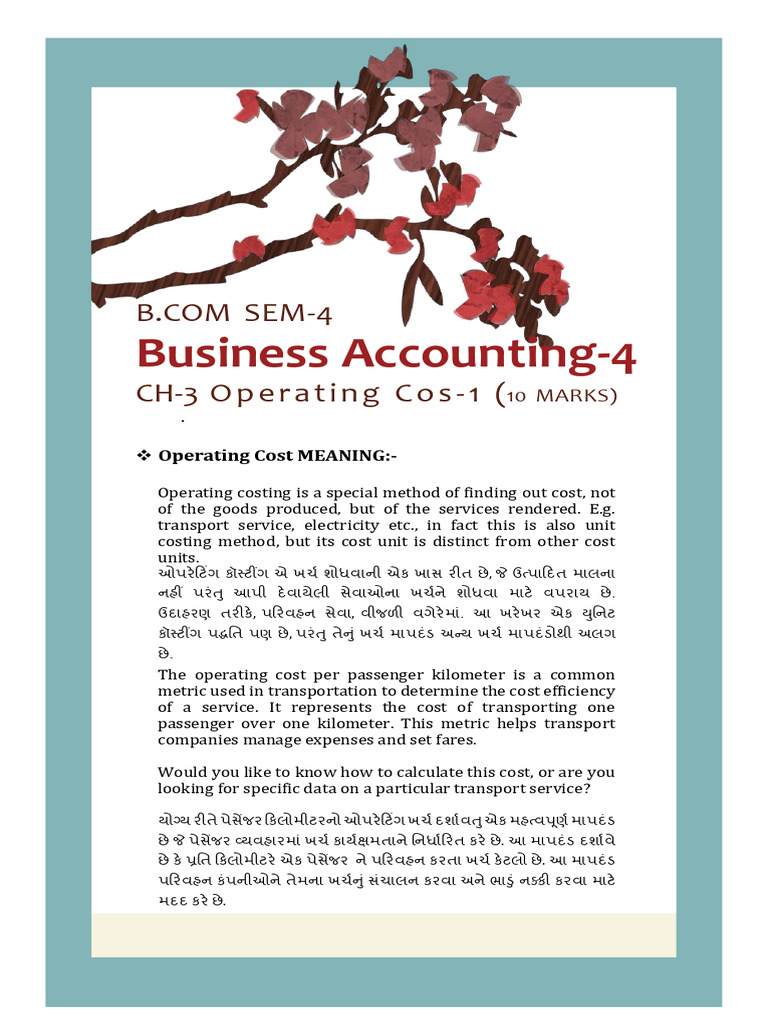 Chapter-3 Operating Cost Theory | PDF