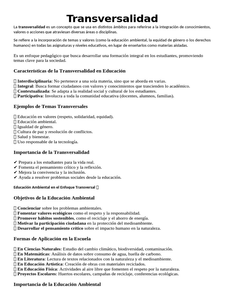 Transversalidad Taller | PDF | Sustentabilidad | Entorno natural
