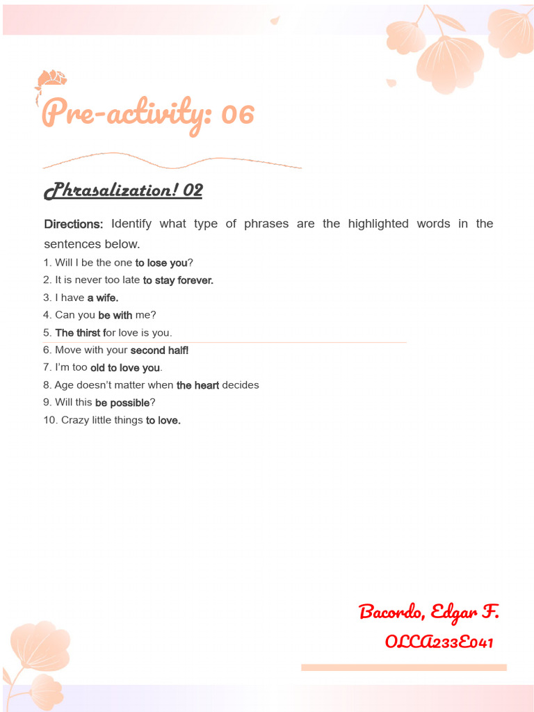 Identifying Phrases in Sentences | PDF | Syntax | Linguistics