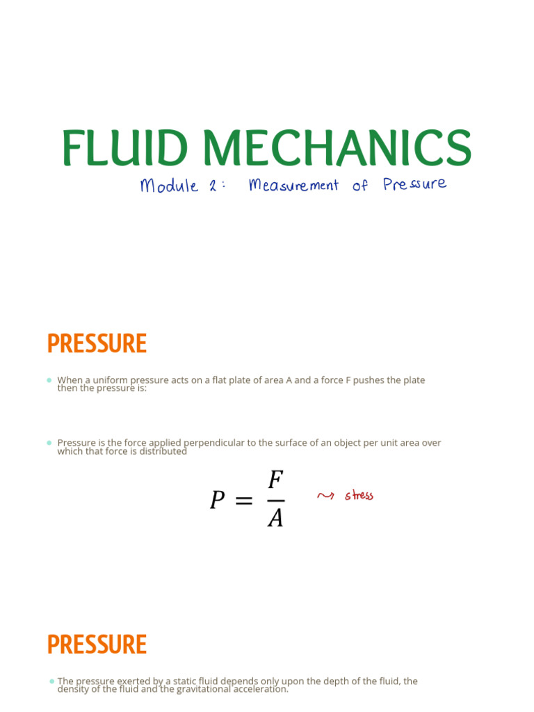 Module 2 - Measurement of Pressure | PDF | Pressure | Pressure Measurement