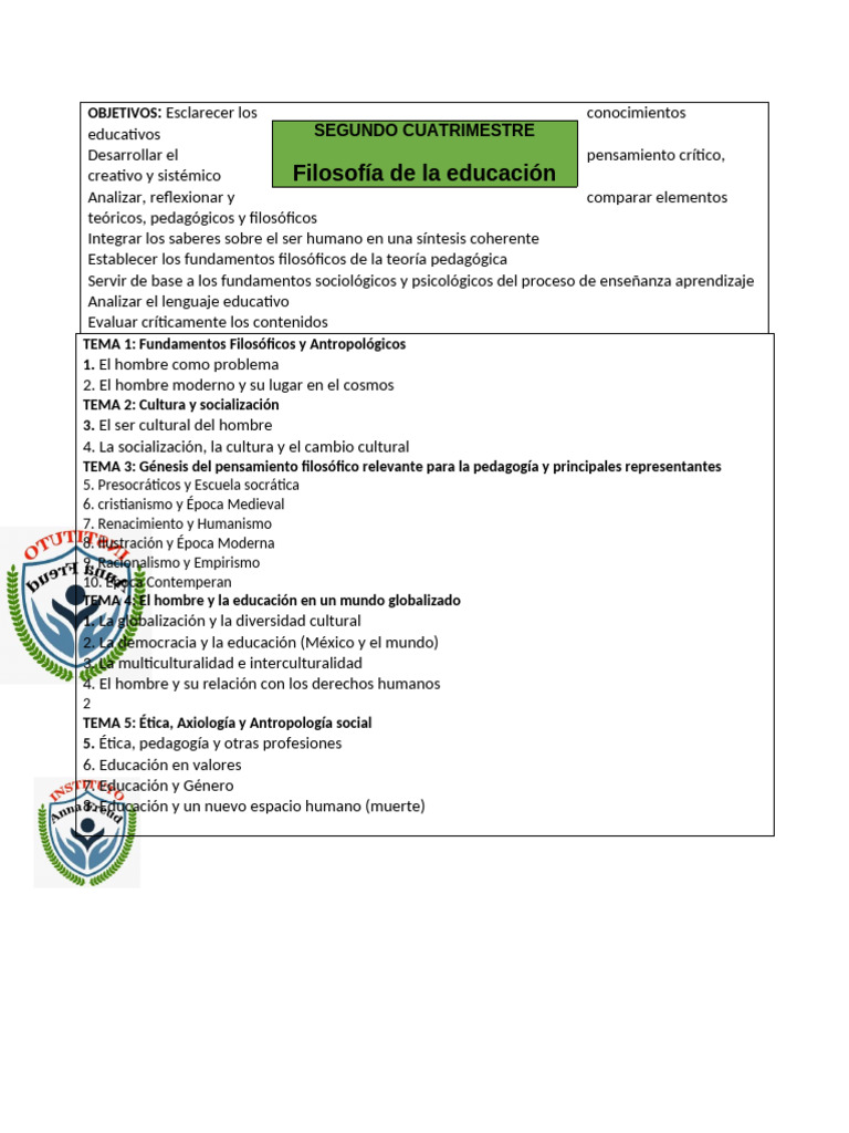 Fundamentos de Filosofía Educativa | PDF