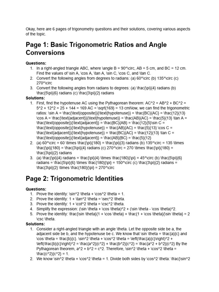 Mathematics Questions and Solution... | PDF | Trigonometry | Euclidean Geometry
