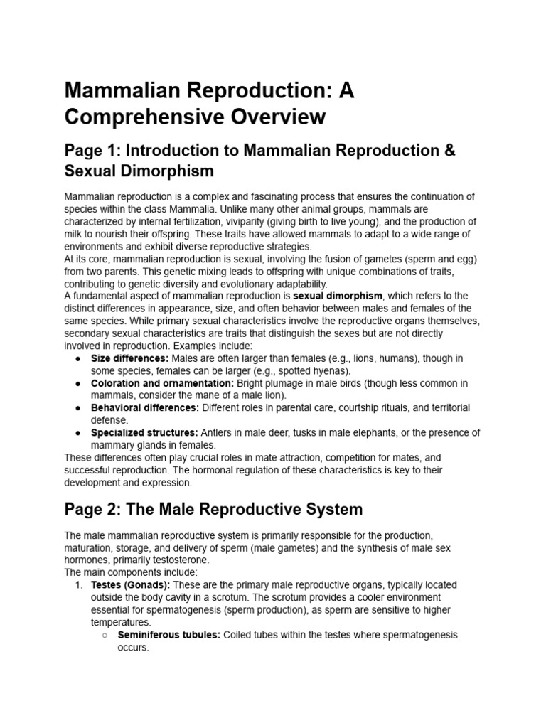 Mammalian Reproduction - A Comprehensive Overview | PDF | Menstrual ...
