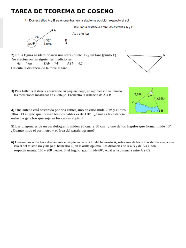 Tarea de Teorema de Coseno (3) | PDF