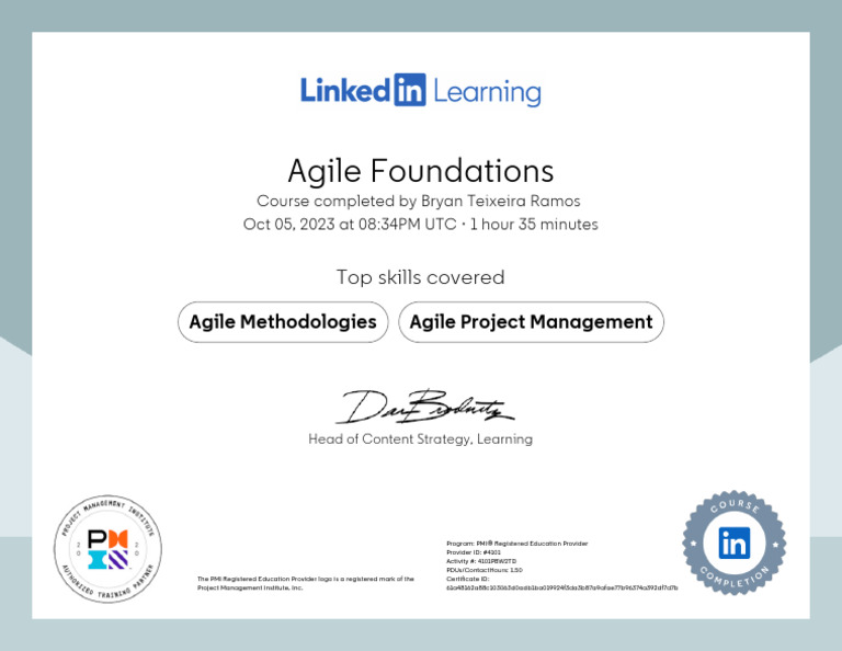 CertificateOfCompletion Agile Foundations | PDF