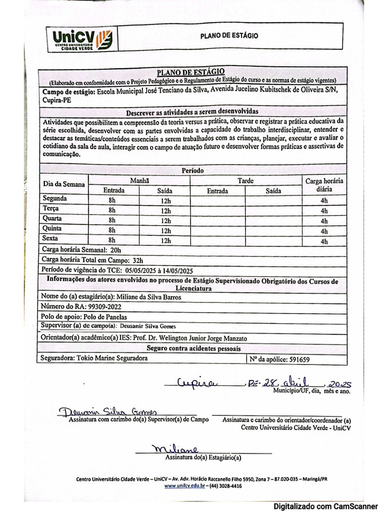 Plano de Estagio | PDF