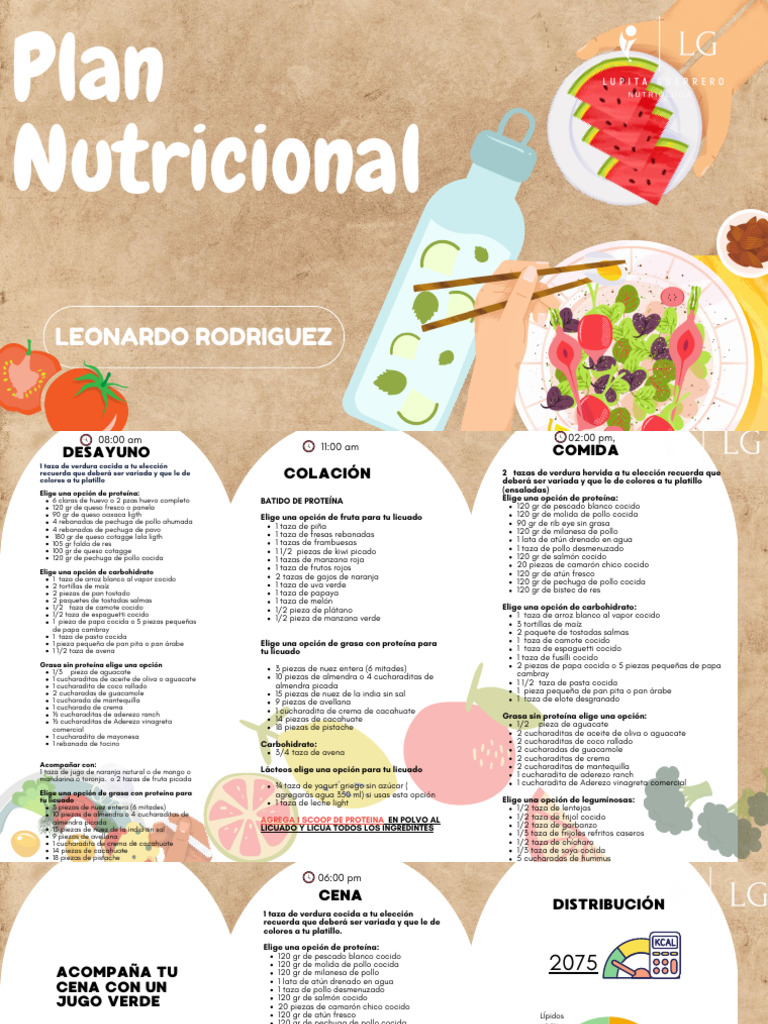 Plan Nutricional Leo | PDF | Alimentos | Cocina