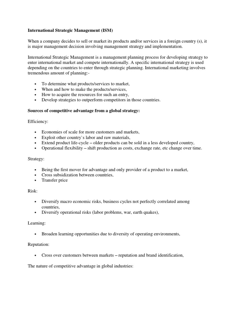 International Strategic Management | PDF | Strategic Management ...