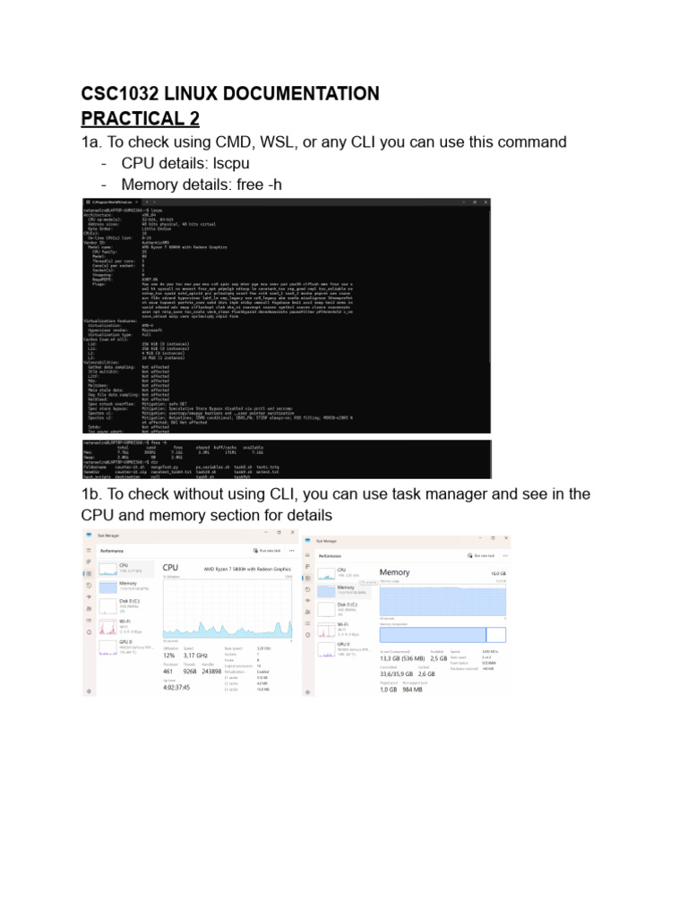 Csc1032 Linux Documentation | PDF