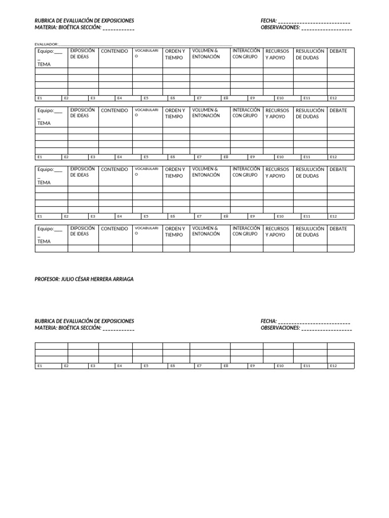 Formato Rubrica de Evaluación de Exposiciones 2025 | PDF