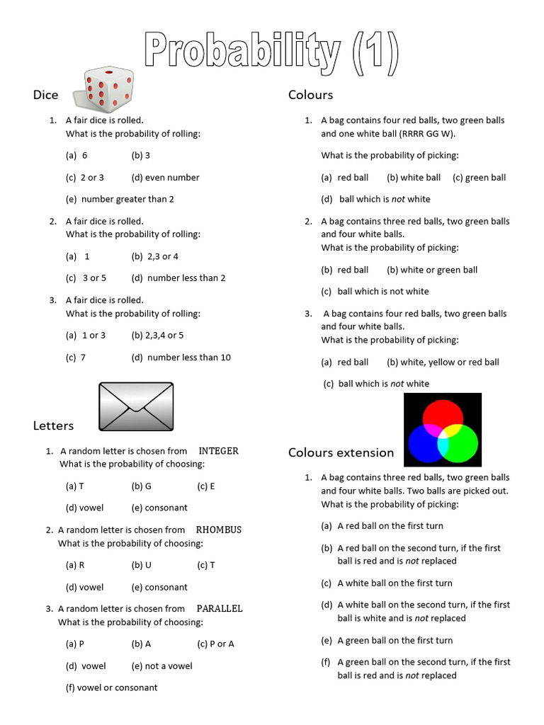 Grade 7 Probability Worksheet | PDF | Probability | Dice