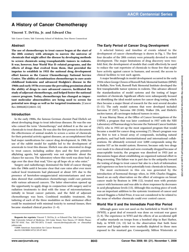 History of Cancer | PDF | Chemotherapy | Leukemia