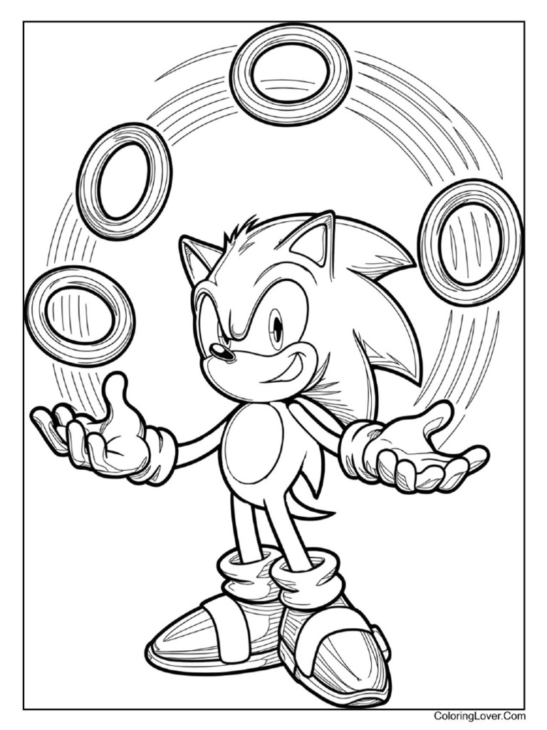 Sonic Juggling Rings Coloring Page | PDF