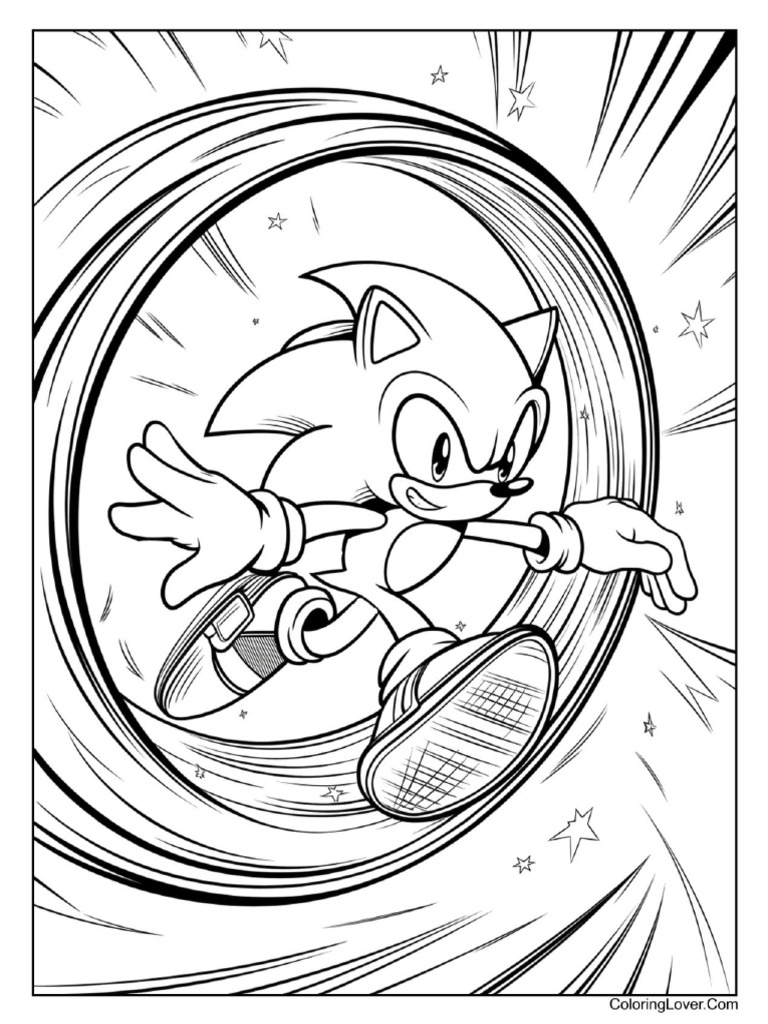 Sonic Running Through A Ring Coloring Page | PDF
