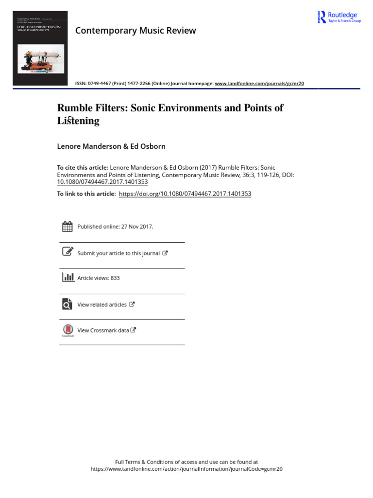00-Rumble Filters - Sonic Environments and Points of Listening | PDF ...