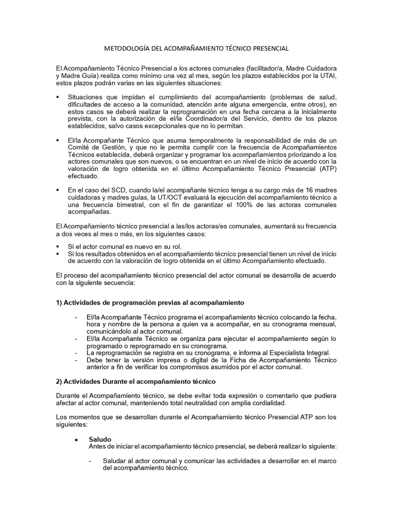 Anexo N 14 - Metodolog A Del Acompa Amiento T Cnico Presencial | PDF | Observación