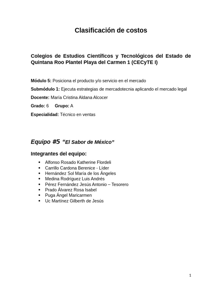 Clasificación de Costos | PDF | Business | Condimentos