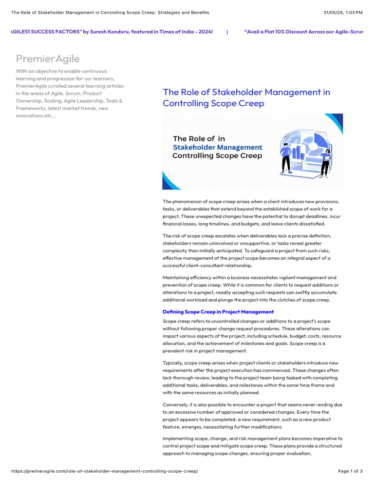 The Role of Stakeholder Management in Controlling Scope Creep ...