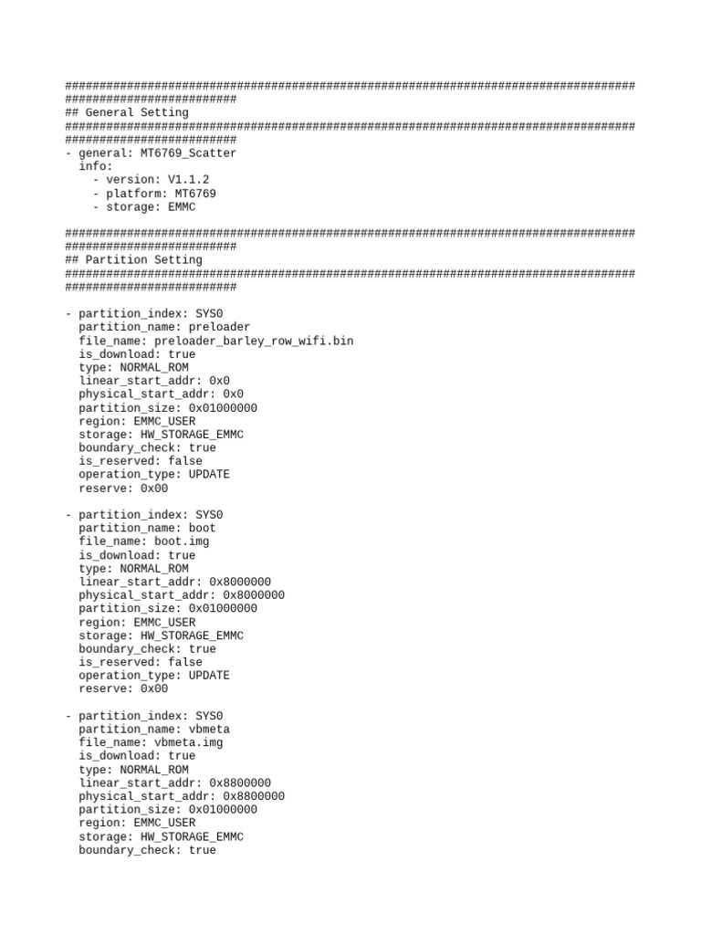 MT6769 EMMC Partition Settings Guide | PDF