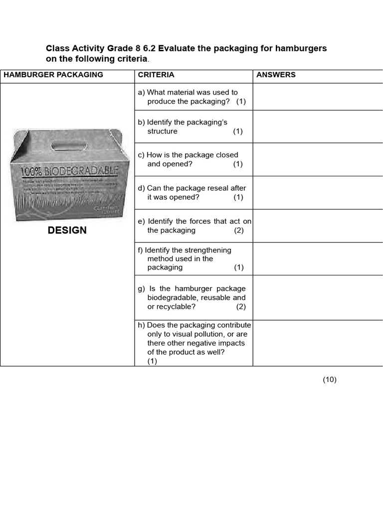 Hamburger Packaging | PDF