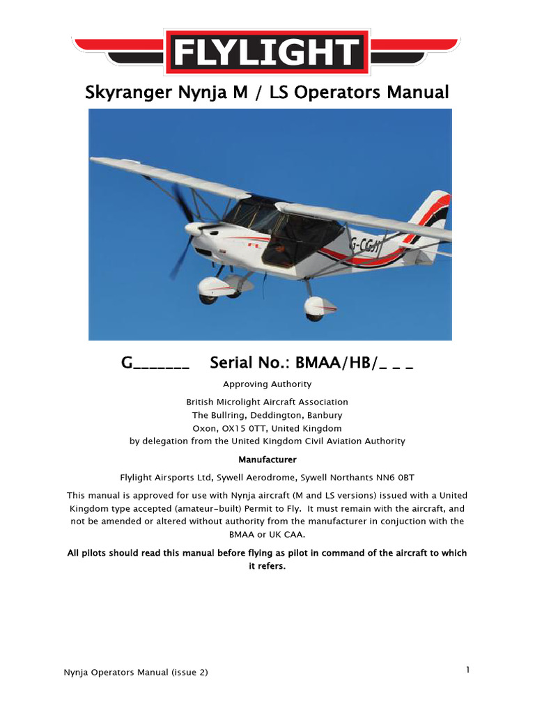 Nynja Operators Manual Issue 2 M and LS | PDF | Takeoff | Flap ...