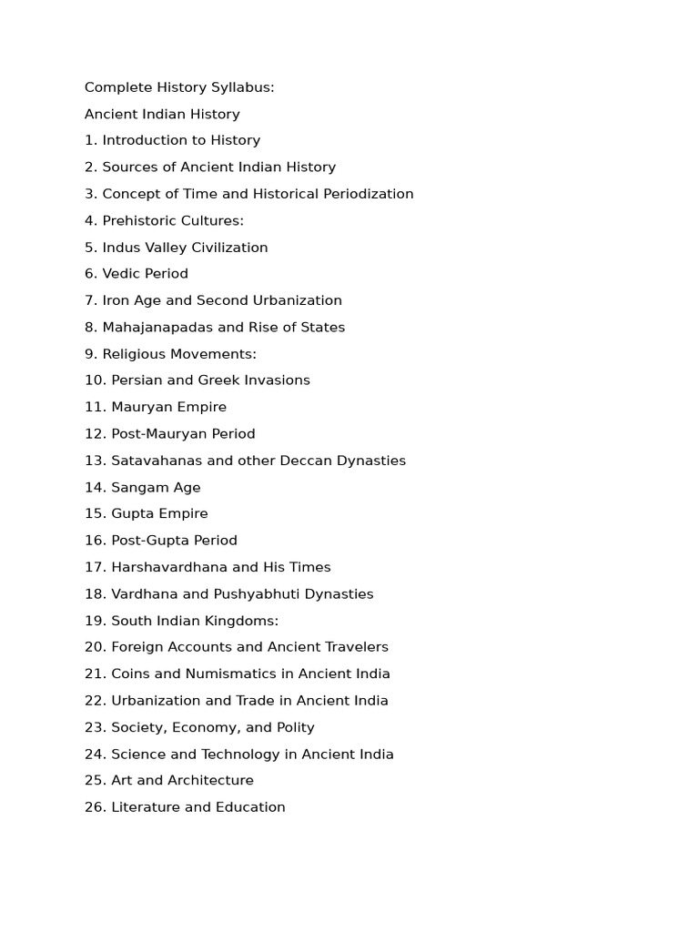 Complete History Syllabus | PDF