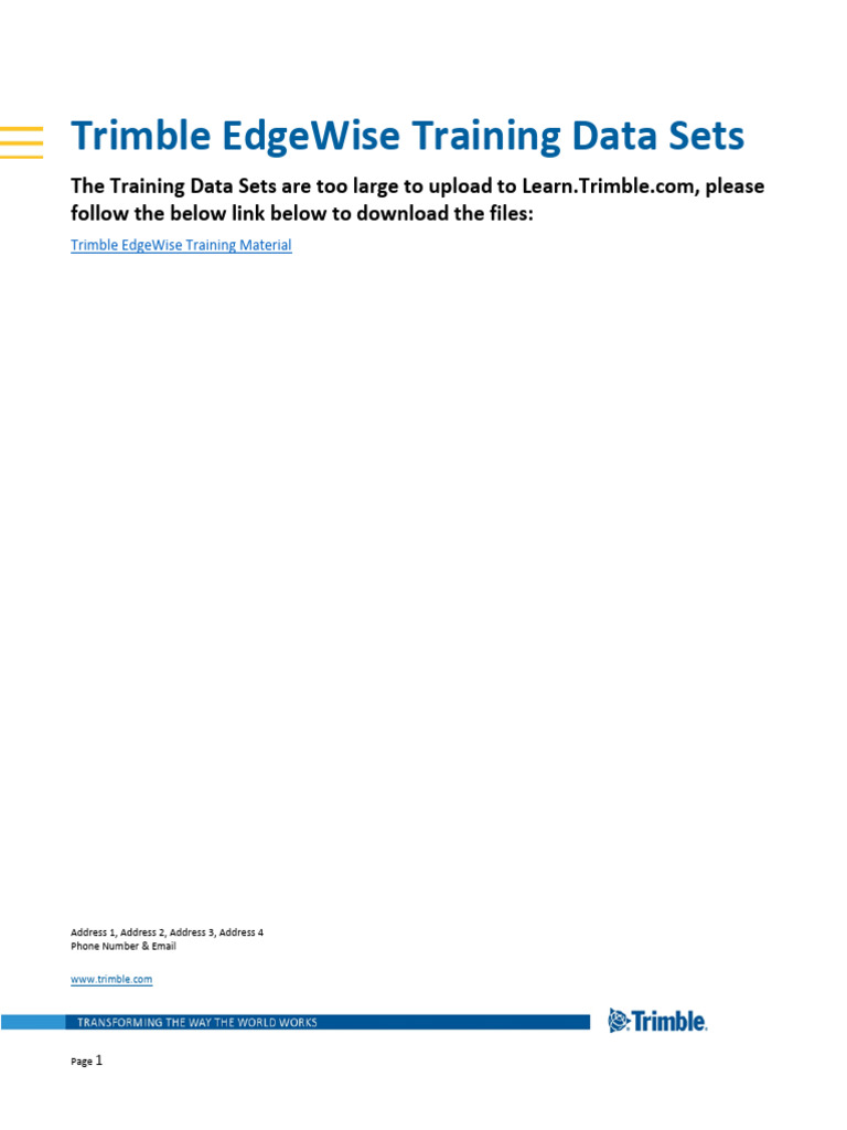 Trimble EdgeWise Training Data Sets | PDF