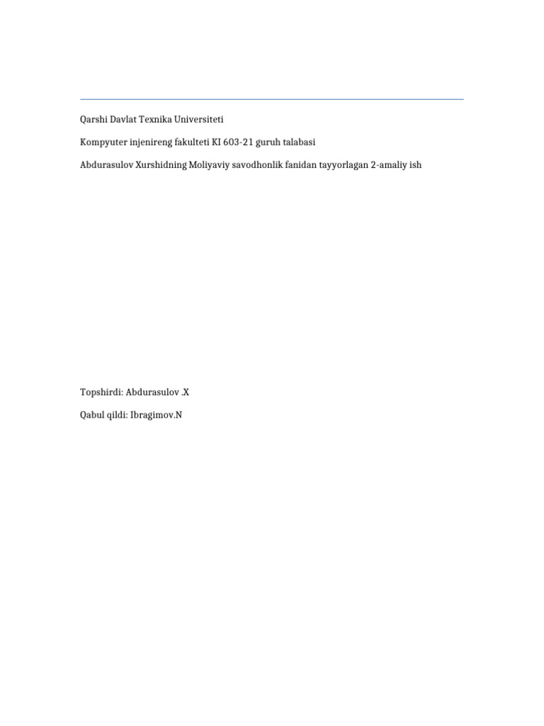 Xurshid amaliy 2 | PDF