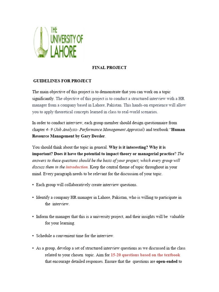 Project Guideline | PDF