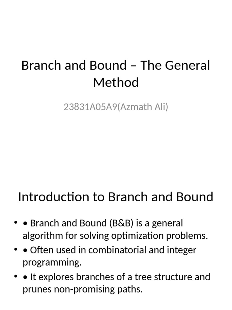 Branch and Bound Presentation | PDF
