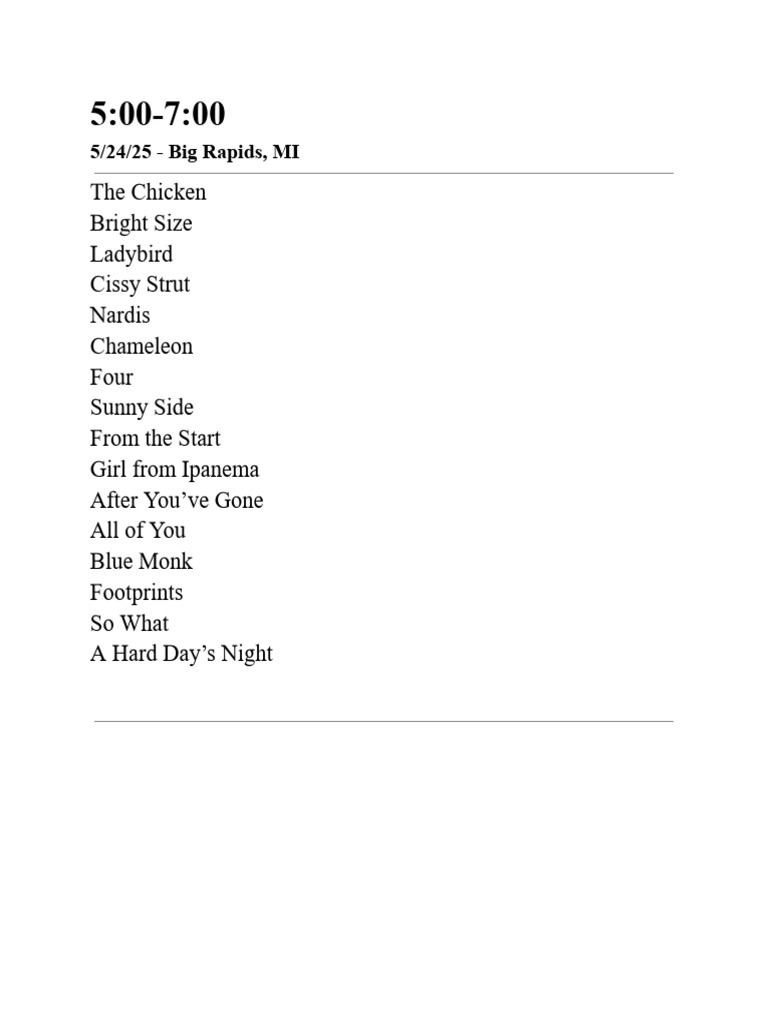 Gnat Theory Setlist 5-24-25 | PDF