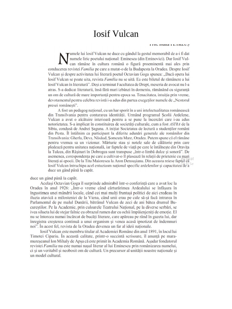 Iosif Vulcan | PDF