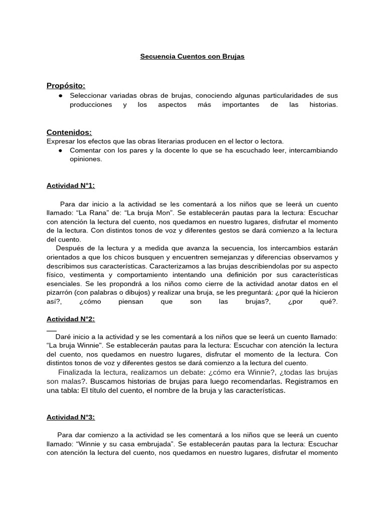 Secuencia de Cuentos Con Brujas. | PDF