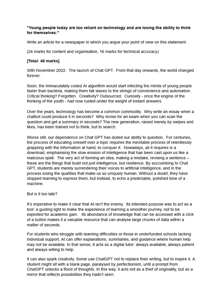 Young People Today Are Too Reliant On Technology and Are Losing The ...