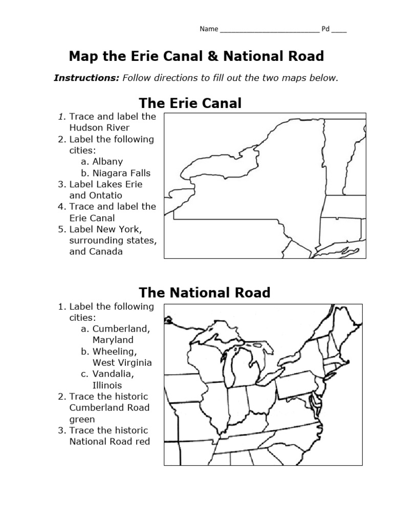 Map The Erie Canal and National Road | PDF