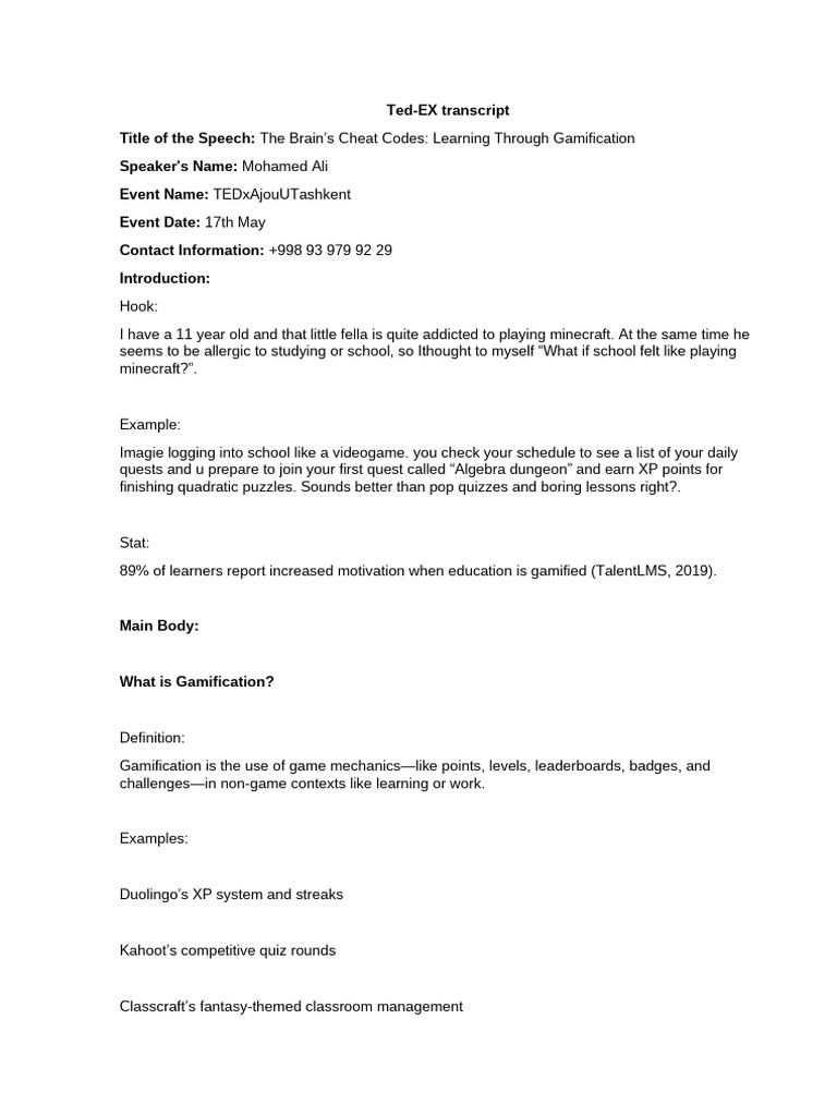 Mohamed Ali The Brain's Cheat Codes Learning Through Gamification | PDF | Reward System ...