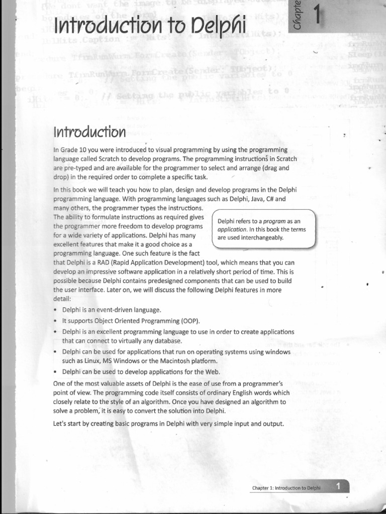 1. Introduction to Delphi | PDF