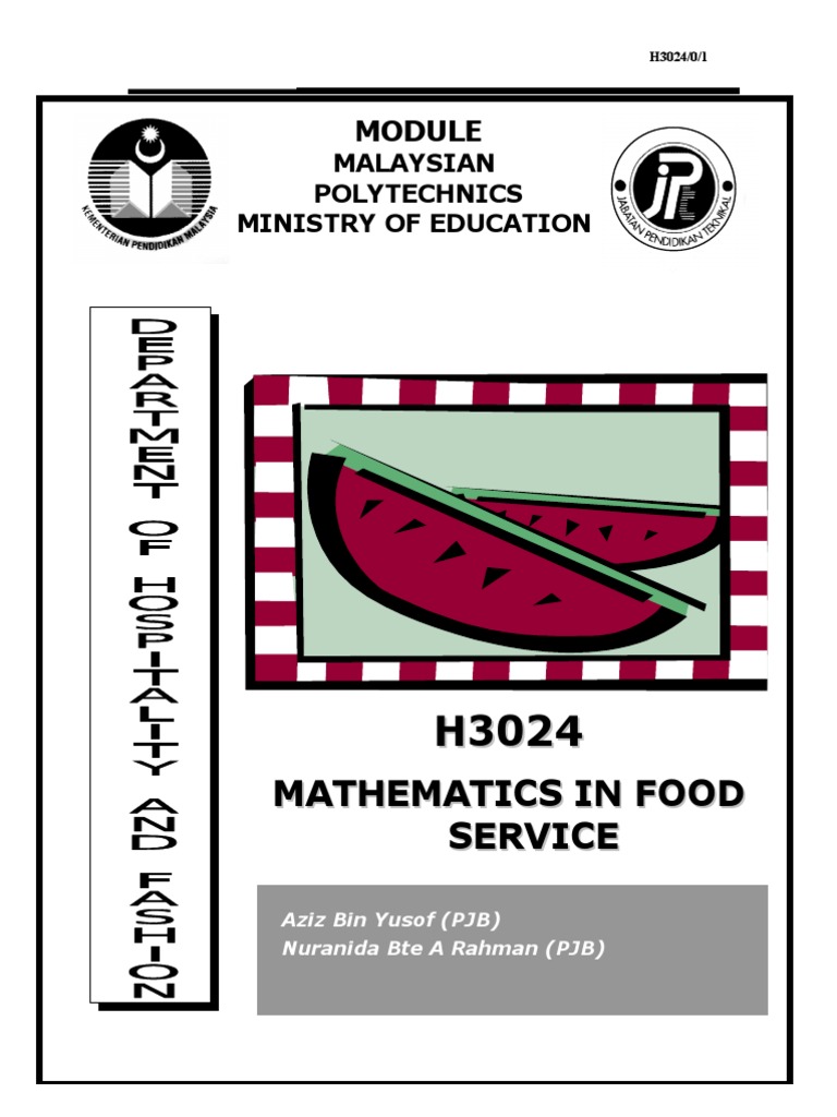 Mathematics for Food Service Module | PDF | Cost | Teaching Mathematics