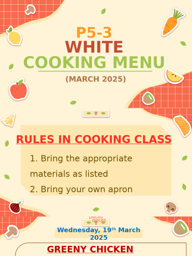 P5-3 Cooking Menu (March 2025) | PDF