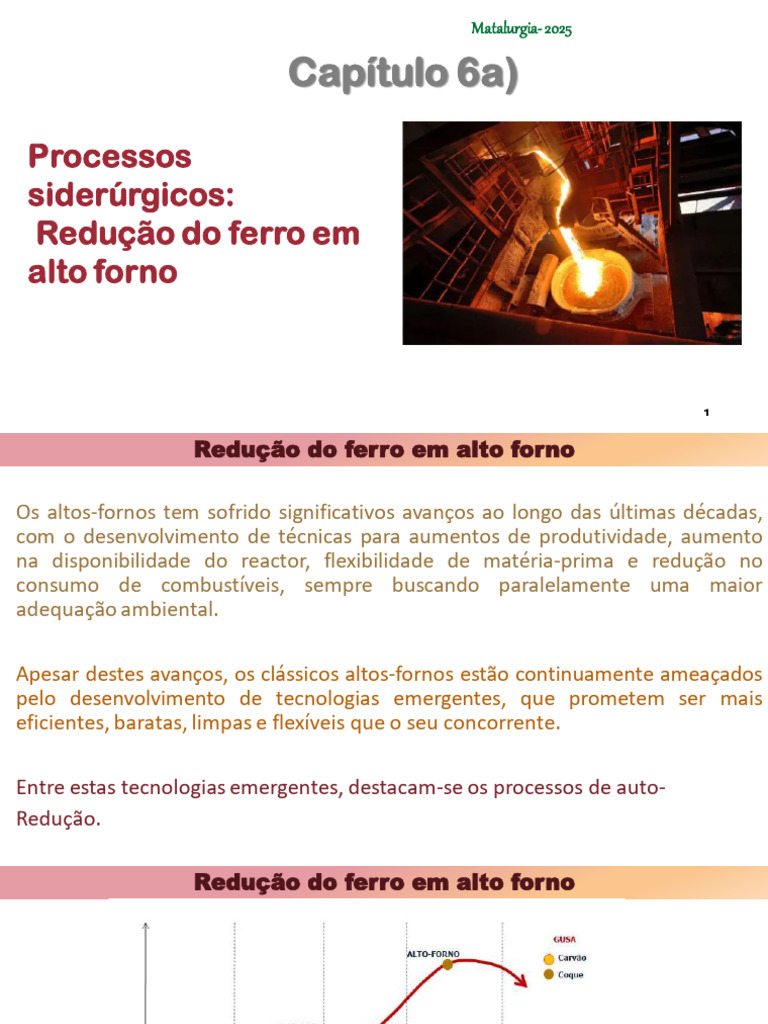 Capítulo 6a)_Siderugia_redução de Ferrp | PDF | Alto-forno | Ferro