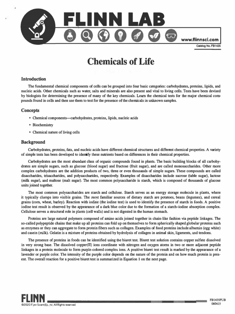 Flinn Chemicals of Life | PDF | Carbohydrates | Proteins