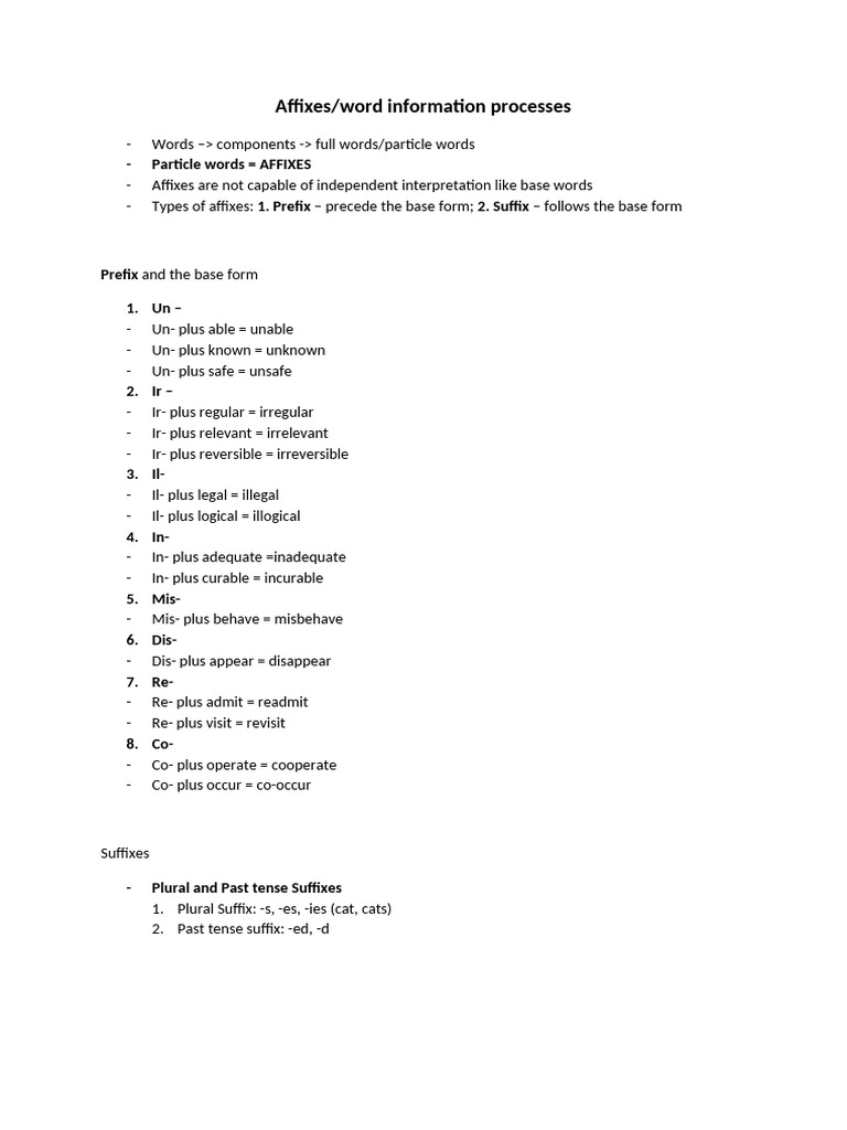 Affixes | PDF